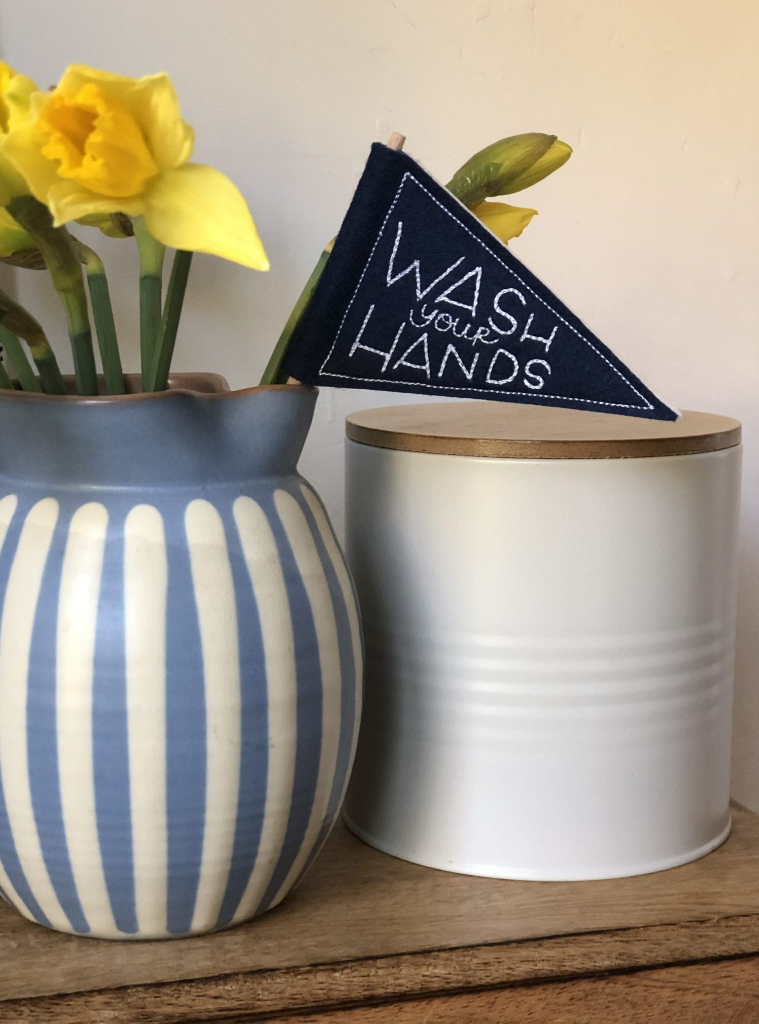 Wash your hands Mini pennant flag - Emma Giacalone Textiles