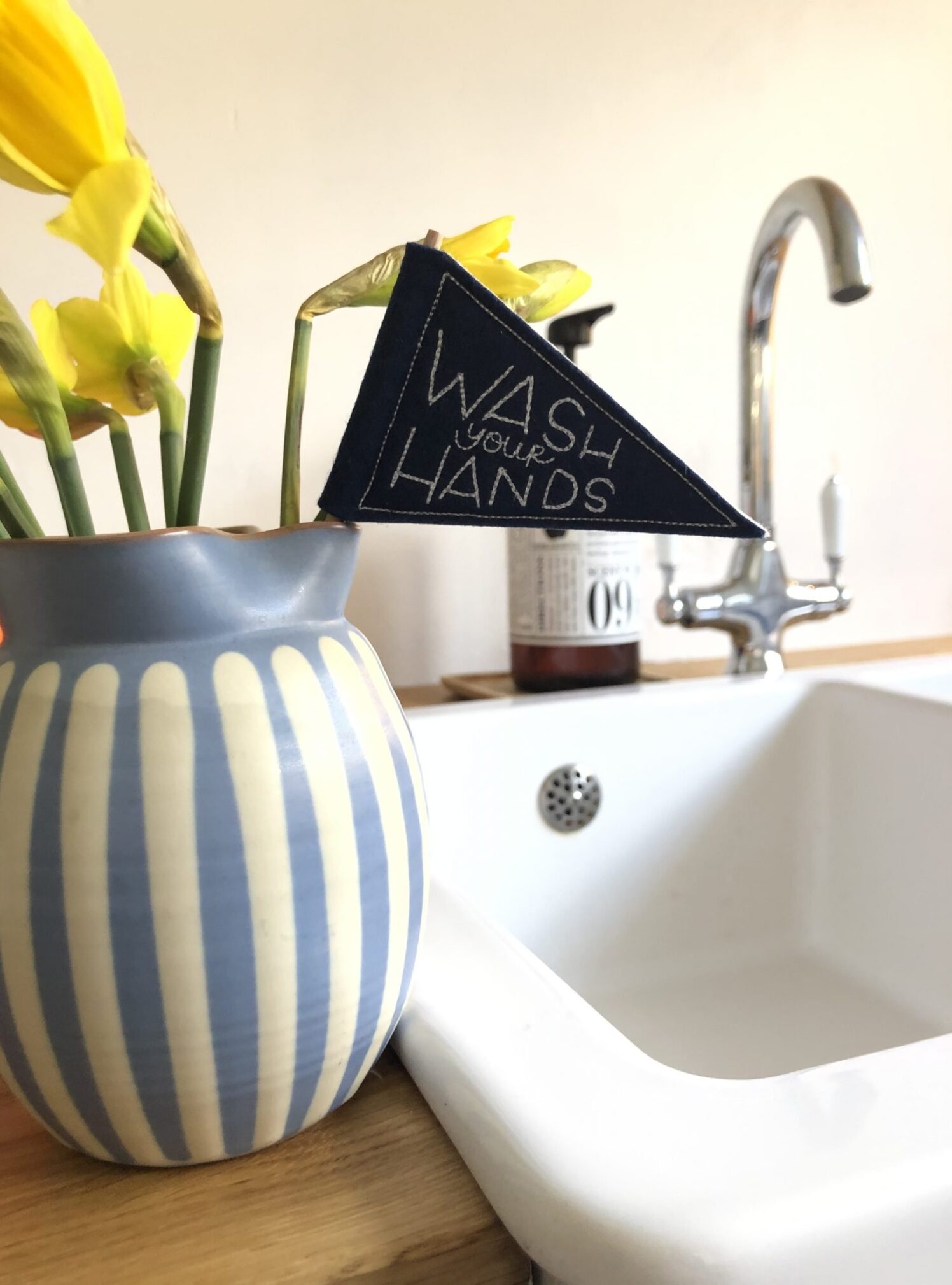 Wash your hands Mini pennant flag - Emma Giacalone Textiles