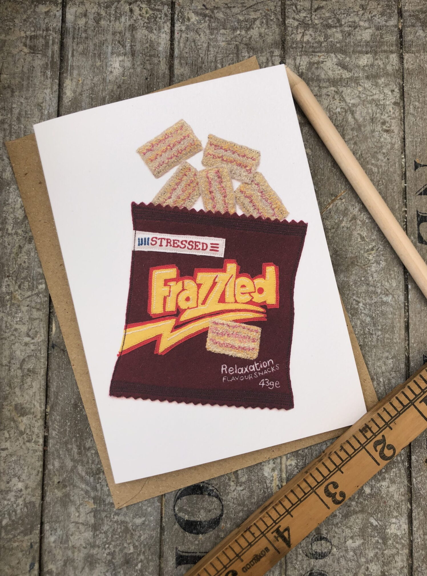 Frazzled greetings card - Emma Giacalone Textiles