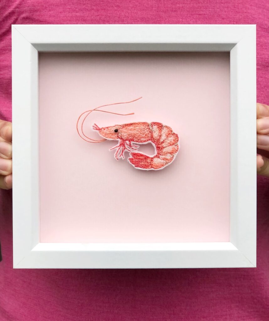 You’re shrimply the best original embroidered prawn artwork - Emma ...